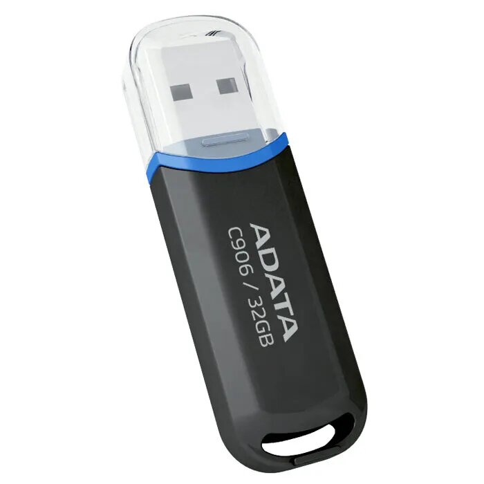 ADATA 32 ГБ USB-флеш-накопитель C906 (AC906-32G-RBK), USB 2.0; USB Type-A, до 30 Мб/сек, Пластик, черный