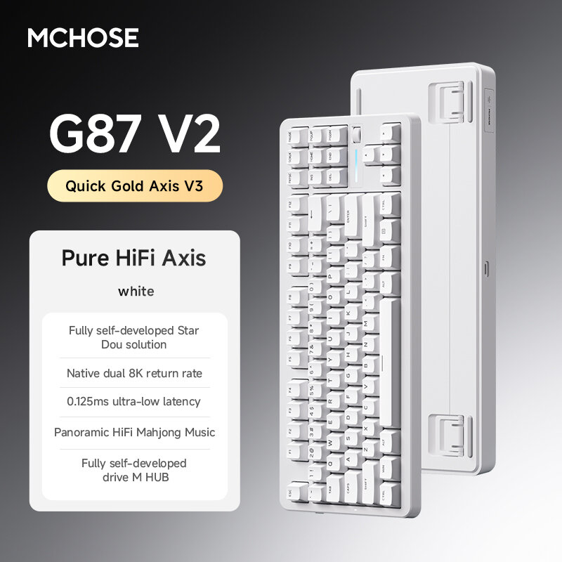 Механическая клавиатура MCHOSE G87 V2, беспроводная, цвет White, TTC Speed Gold Shaft V3