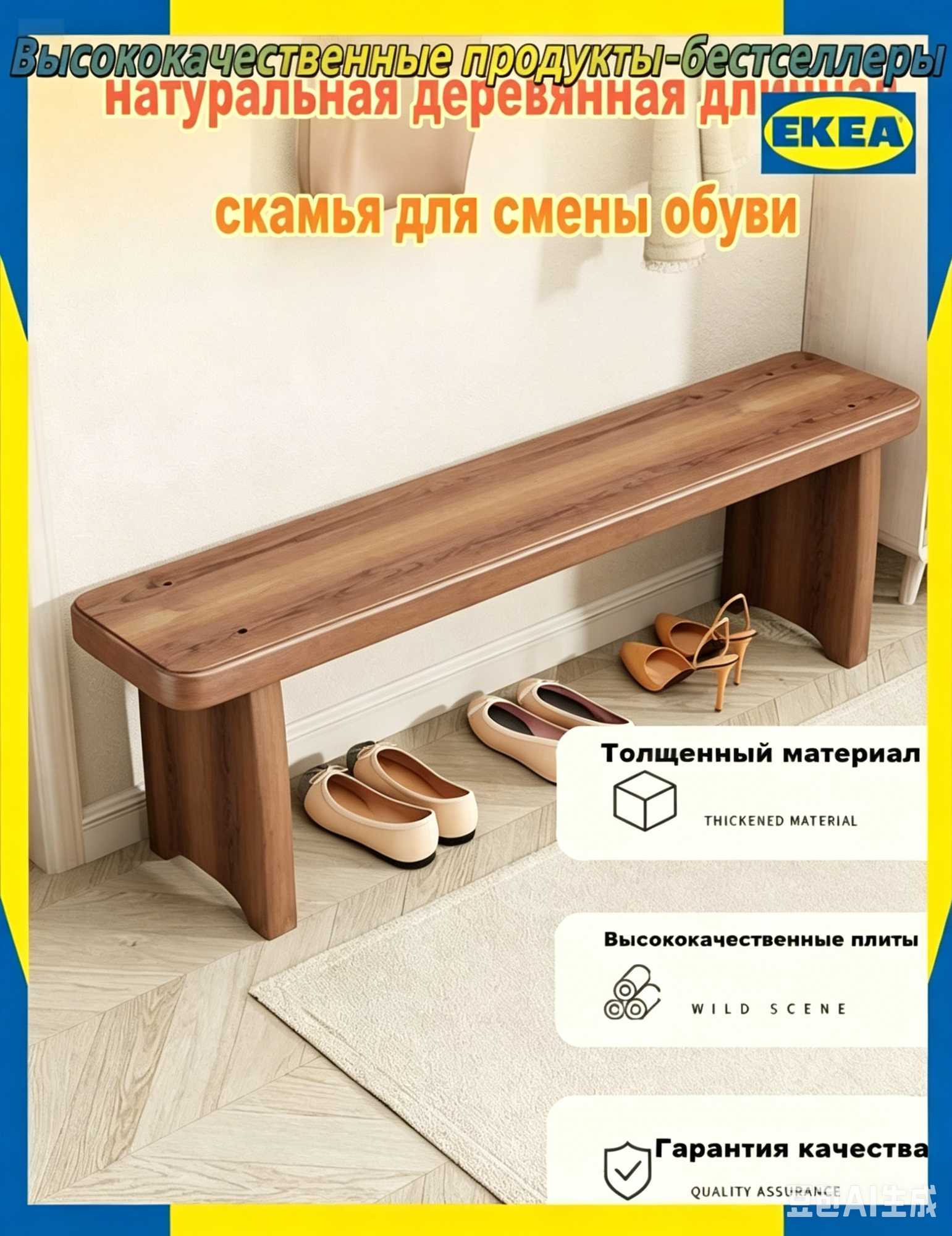 Дизайнерская деревянная скамья в прихожую, надежная основа, комфортная для сидения при обувании