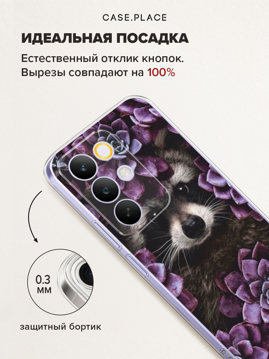 Силиконовый чехол на Realme C85 / Реалми C85 с принтом Милашка енот — фото 1