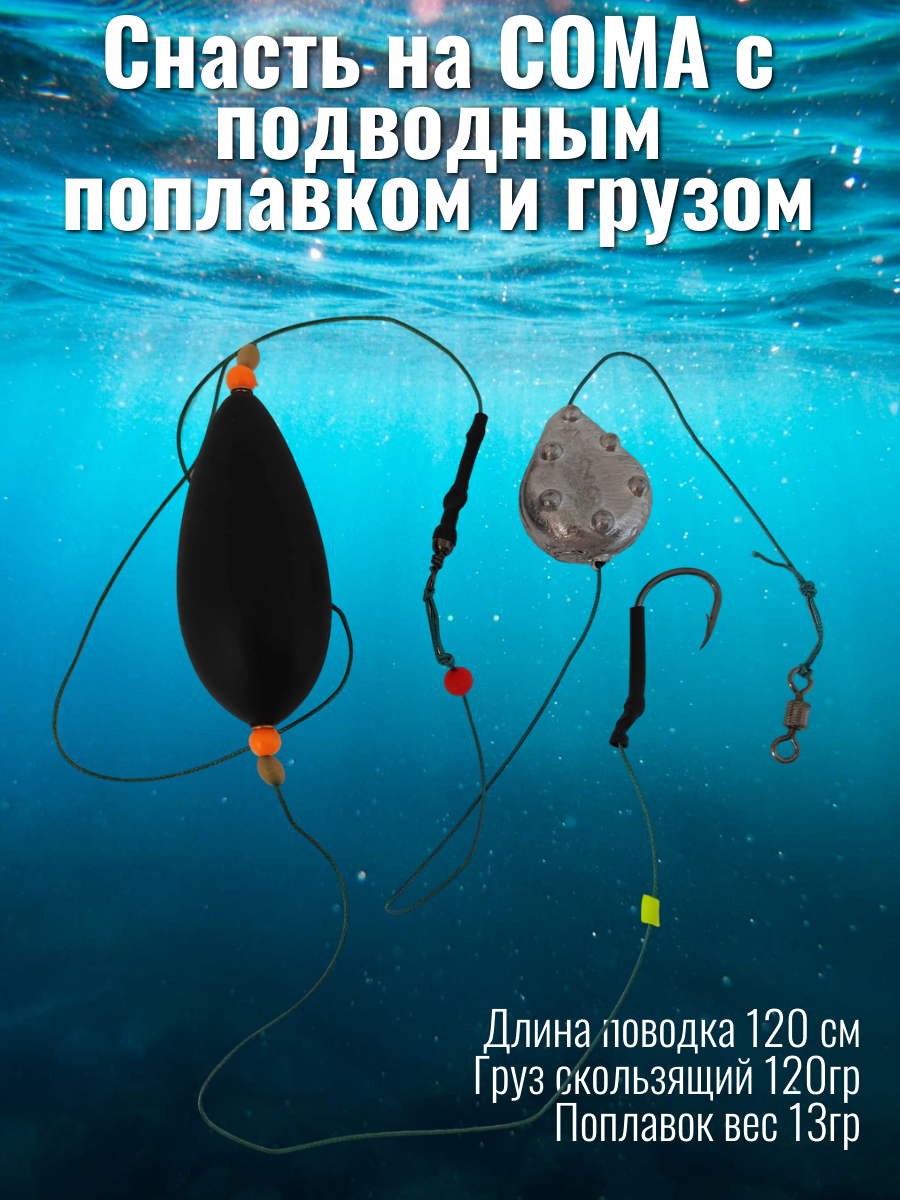 Снасть на сома с подводным поплавком и грузом
