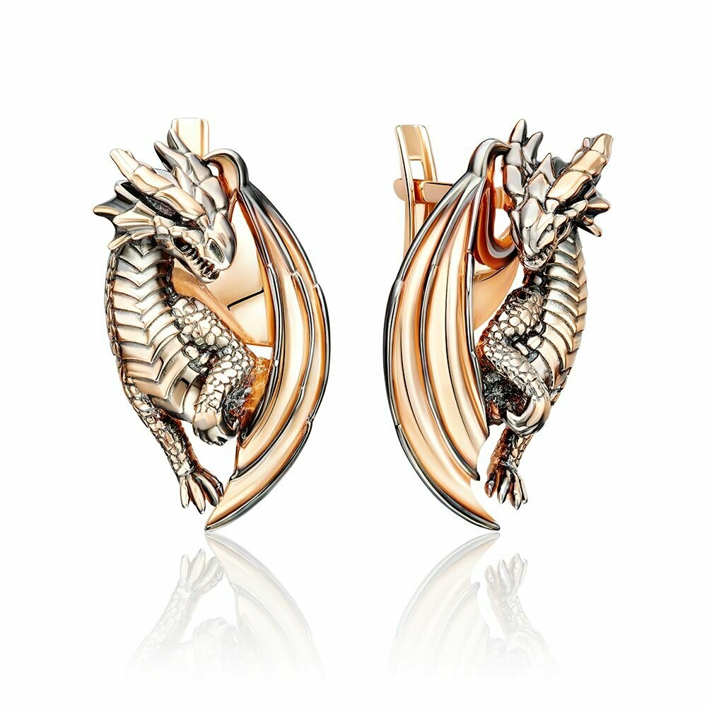 Серьги PLATINA, красное золото, 585 проба, родирование
