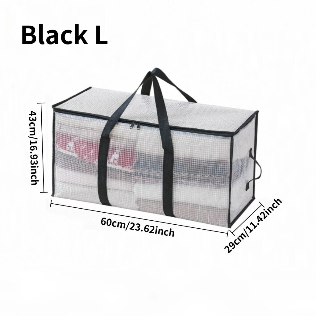 Прозрачные складные сумки для хранения Черный, Black L