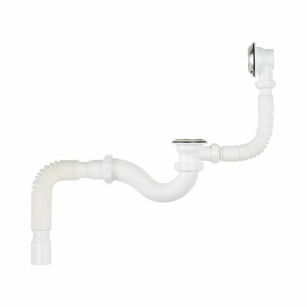 Сифон для ванны Aquant 1 1/2"х40 с выпуском и переливом с мет. реш. с г. т. 40x40/50 V155-14-MR