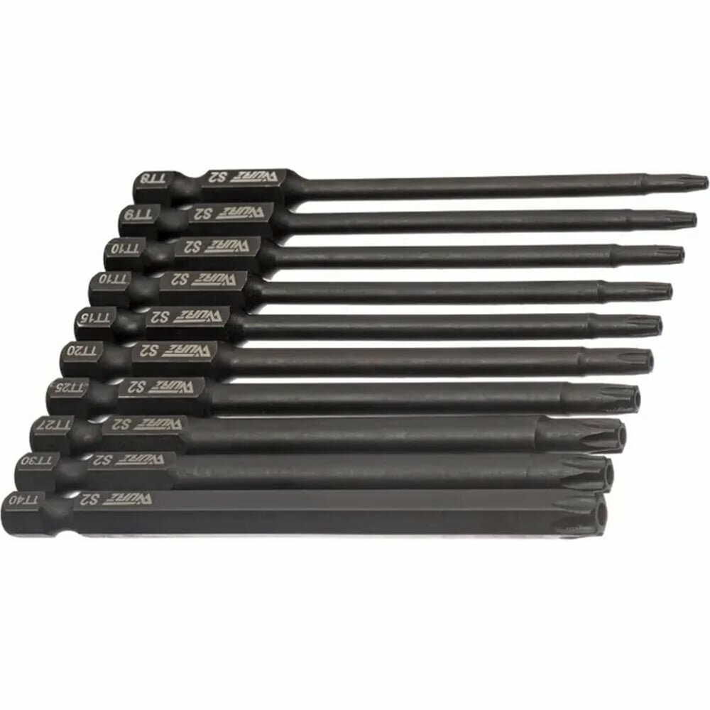 Набор магнитных бит WURZ 90мм, TORX с отверстием Т8-Т40, 10шт/бокс 3199