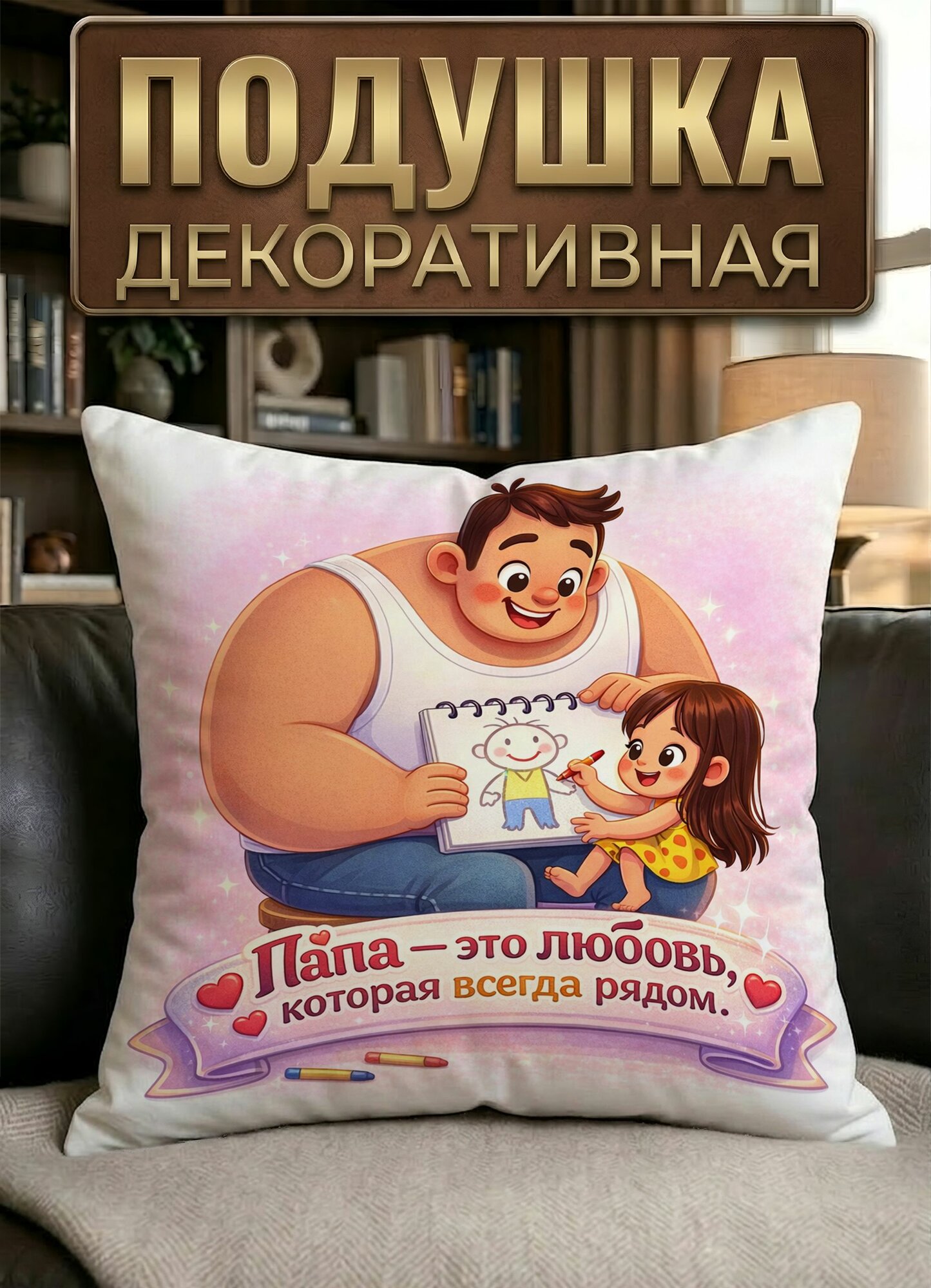 Подушка декоративная Папа это любовь которая всегда рядом