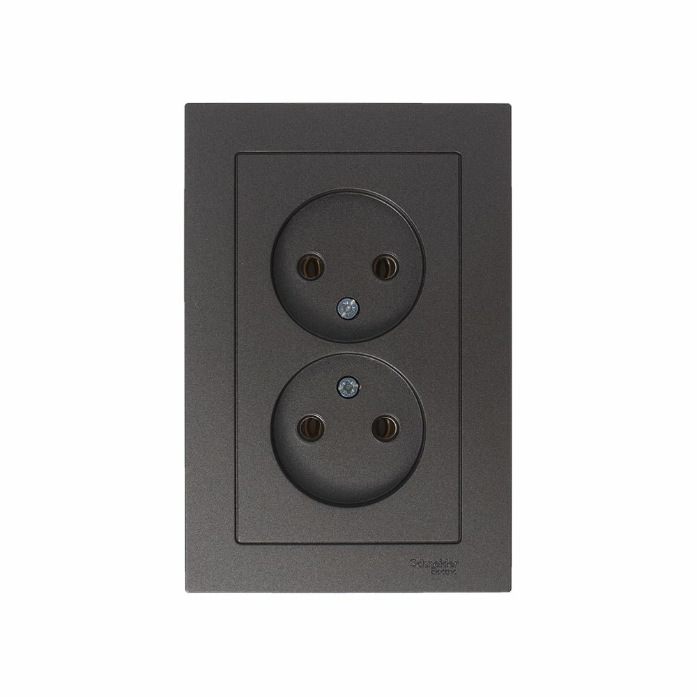 Розетка Systeme Electric 2-м ATLAS DESIGN без заземления, 16А, в сборе, мокко ATN000620 1240358