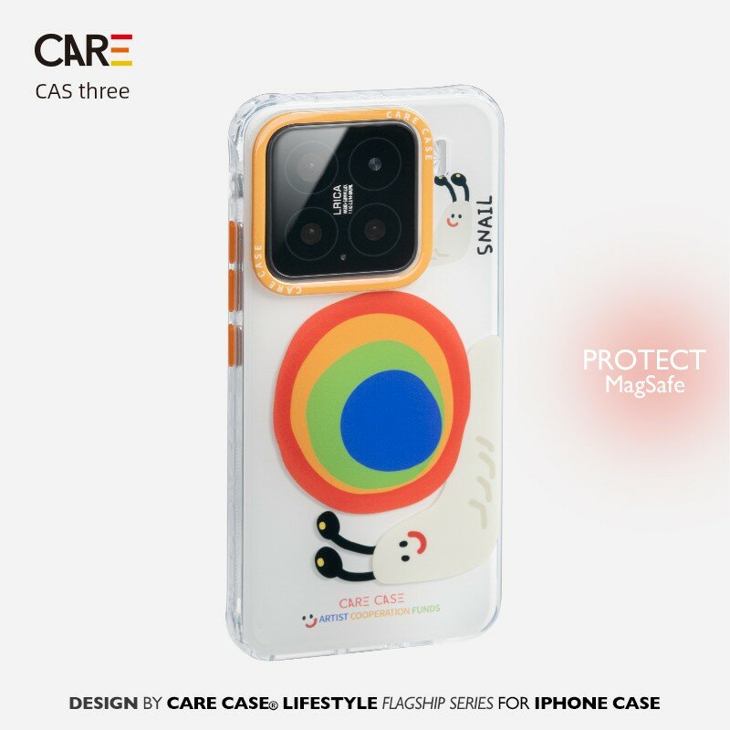 Магнитный чехол CARECASE для Xiaomi 15 Pro с дизайном Радужной улитки и встроенным магнитным кронштейном