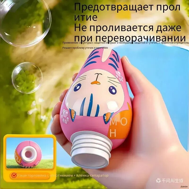 Набор мыльных пузырей "No Leak" для детей: не проливается, выдувайте палочкой, набор для веселых игр дома и на улице.4 штуки