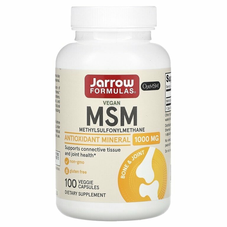 Jarrow Formulas MSM Препарат для укрепления связок и суставов, 1000 мг 100 капсул