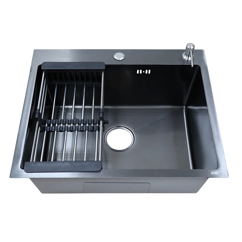 Комплект Azario Nicole AZB6050H нержавеющая сталь черная, соты, с дозатором и коландером