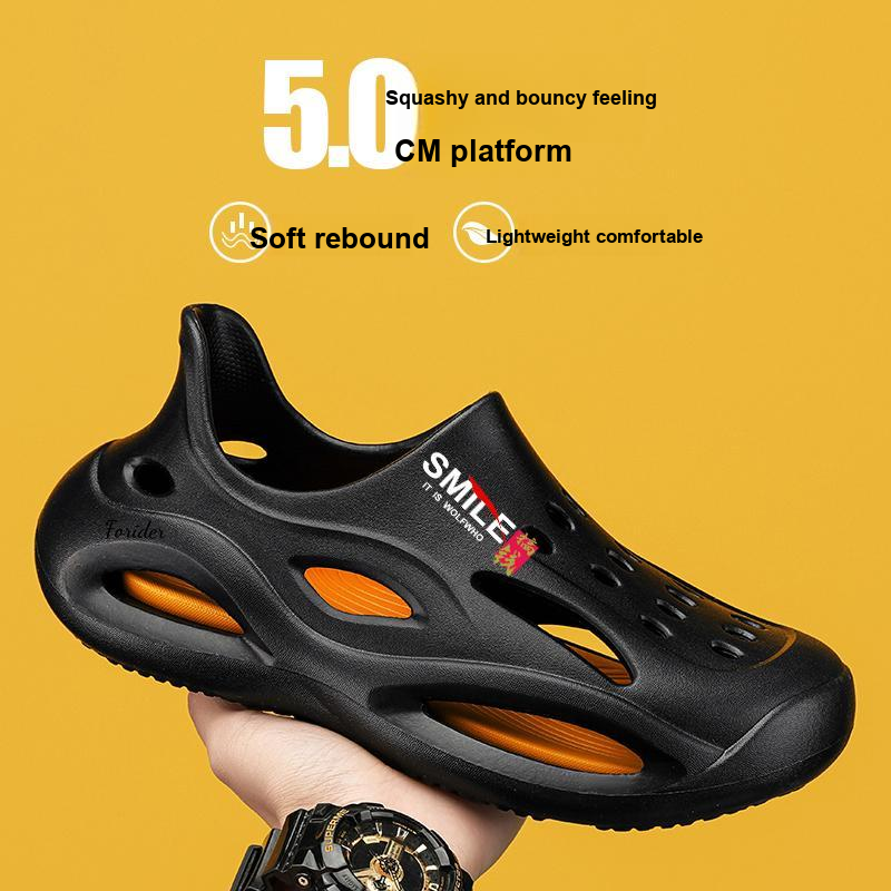 Сабо FORIDER, размер EU 38 стопа (24CM), черный/оранжевый — фото 1