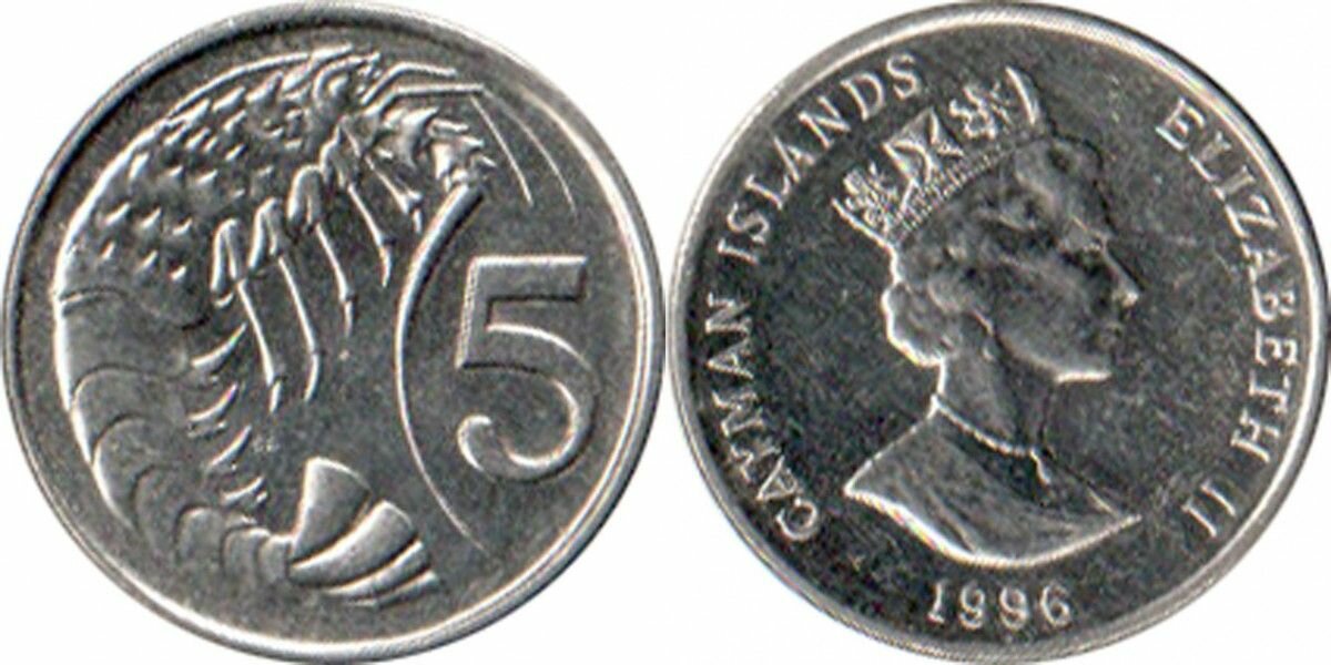 Каймановы острова 5 центов, 1992 - 1996 Рак UNC