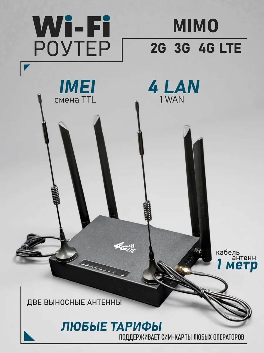 4G Wi-Fi роутер для любых сим карт ED128 SMA IMEI TTL Smart + магнитные антенны