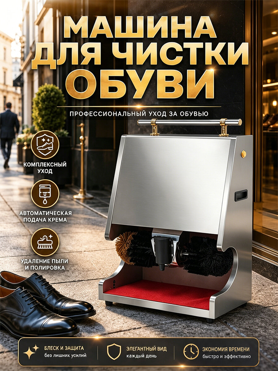 Машина для чистки обуви с ручкой сверху, быстрая очистка и полировка обуви, экономит время в гостиницах и офисах