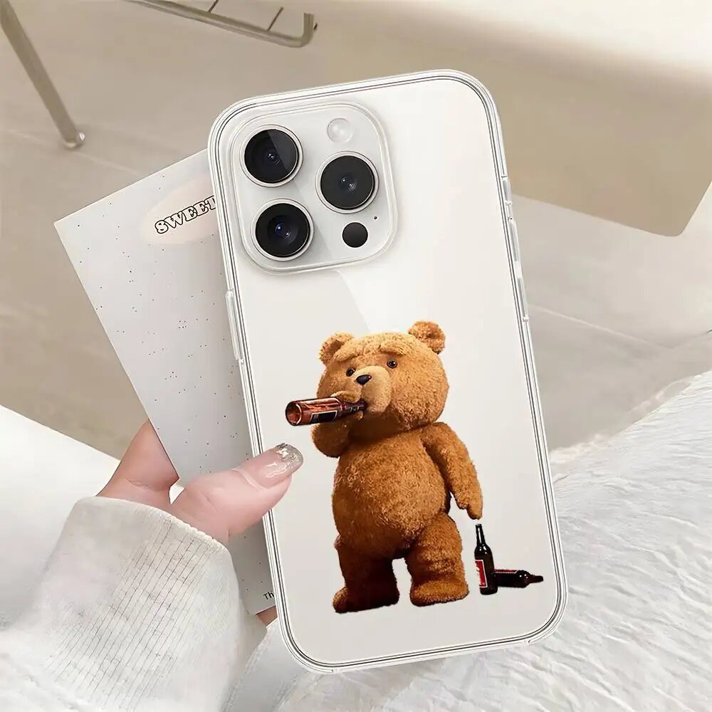 Чехол для iPhone 13 Pro с медведем Тедом, прозрачный, силикон