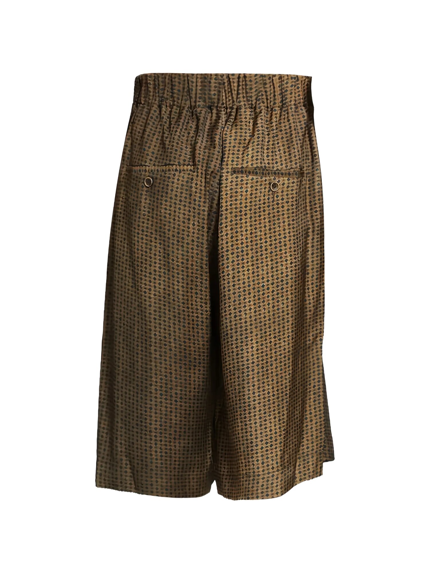 Шорты UMA WANG Geometric-print pleated shorts, размер 42, коричневый — фото 1