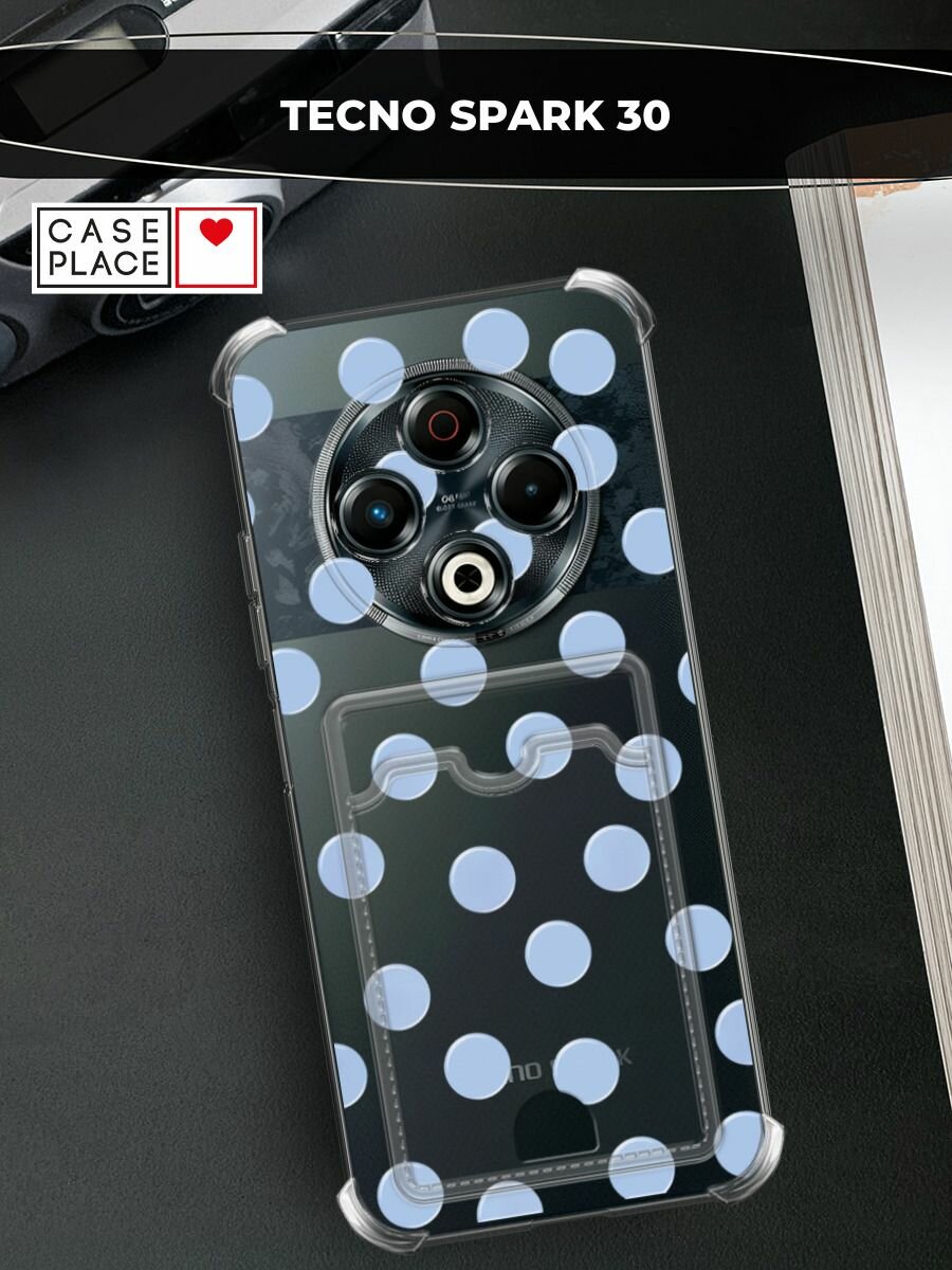 Чехол на Tecno Spark 30 (Текно Спарк 30) с картой и принтом Фон в горошек