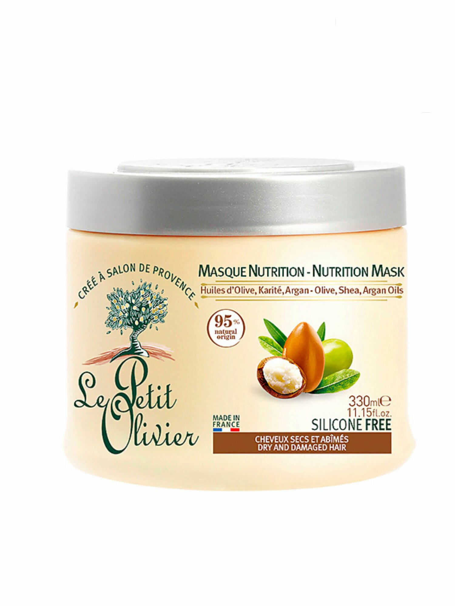 LE PETIT OLIVIER Крем-маска для сухих и поврежденных волос на основе 3-х масел Olive, Shea & Argan Oils Nutrition Mask, 330 мл.