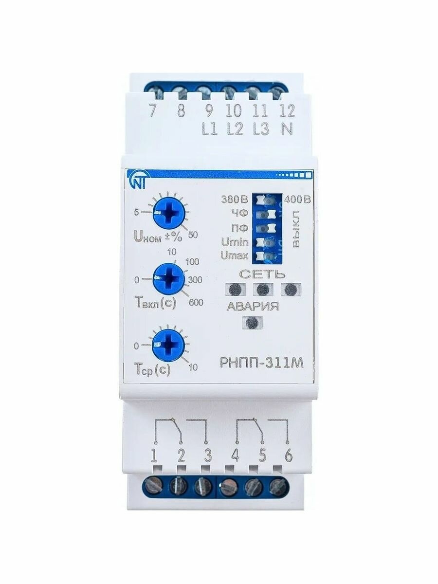 Реле напряжения РНПП-311М трехфазное регулируемое DIN-рейку