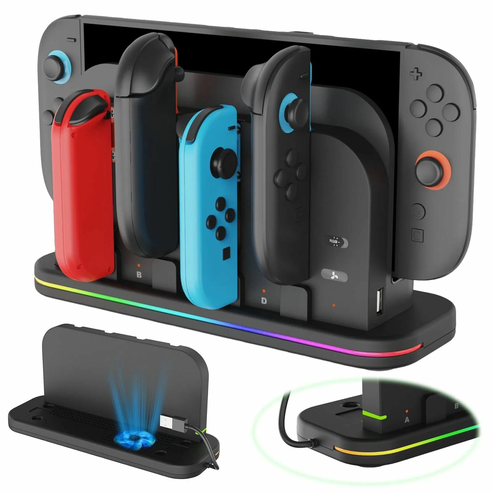 Подставка и зарядная станция для контроллеров Joy-Con Nintendo Switch 1, 2, OLED