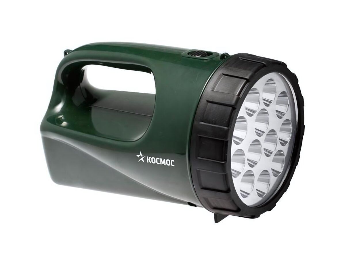 Фонарь-прожектор аккумуляторный космос 9199, 12 LED, 4V 3AH, с ручкой, зеленый/черный