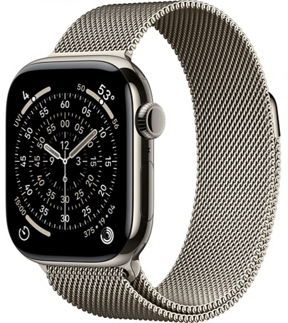 Часы Apple Watch Series 11 42mm Natural Titanium Case With Natural Milanese Loop (Темно-серый/Черный/Титан)