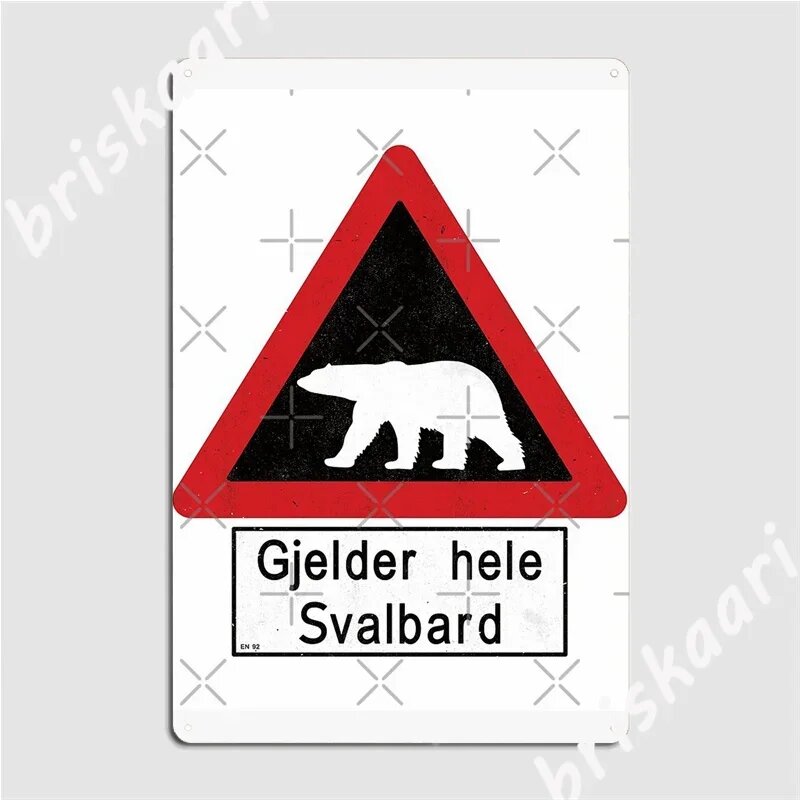 Металлическая табличка "Осторожно, полярные медведи" Svalbard Norway 20X30см, As The Picture