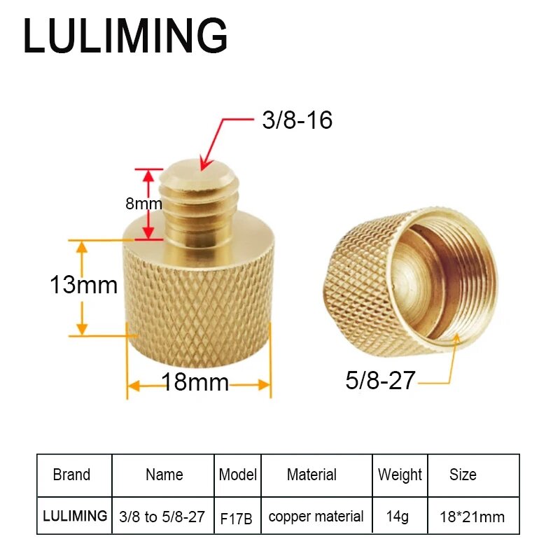 Медный переходной винт LULIMING для микрофонной стойки 1/4 на 3/8 5/8-27 F17B 1PC