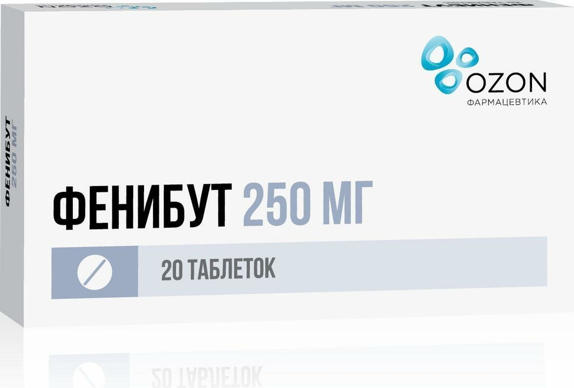 Фенибут, таблетки 250 мг, 20 шт.