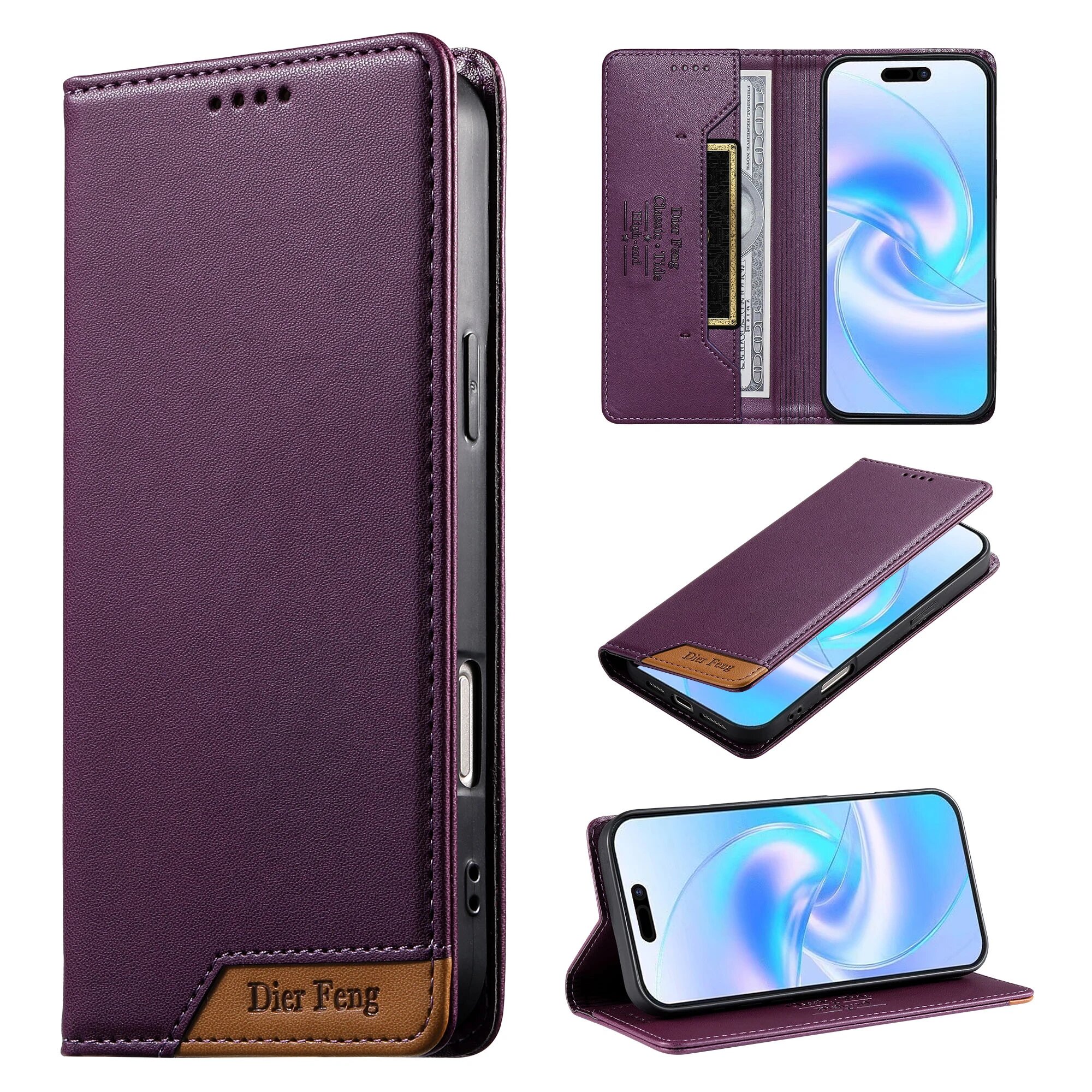 Фиолетовый чехол-книжка OPPO Reno 15F