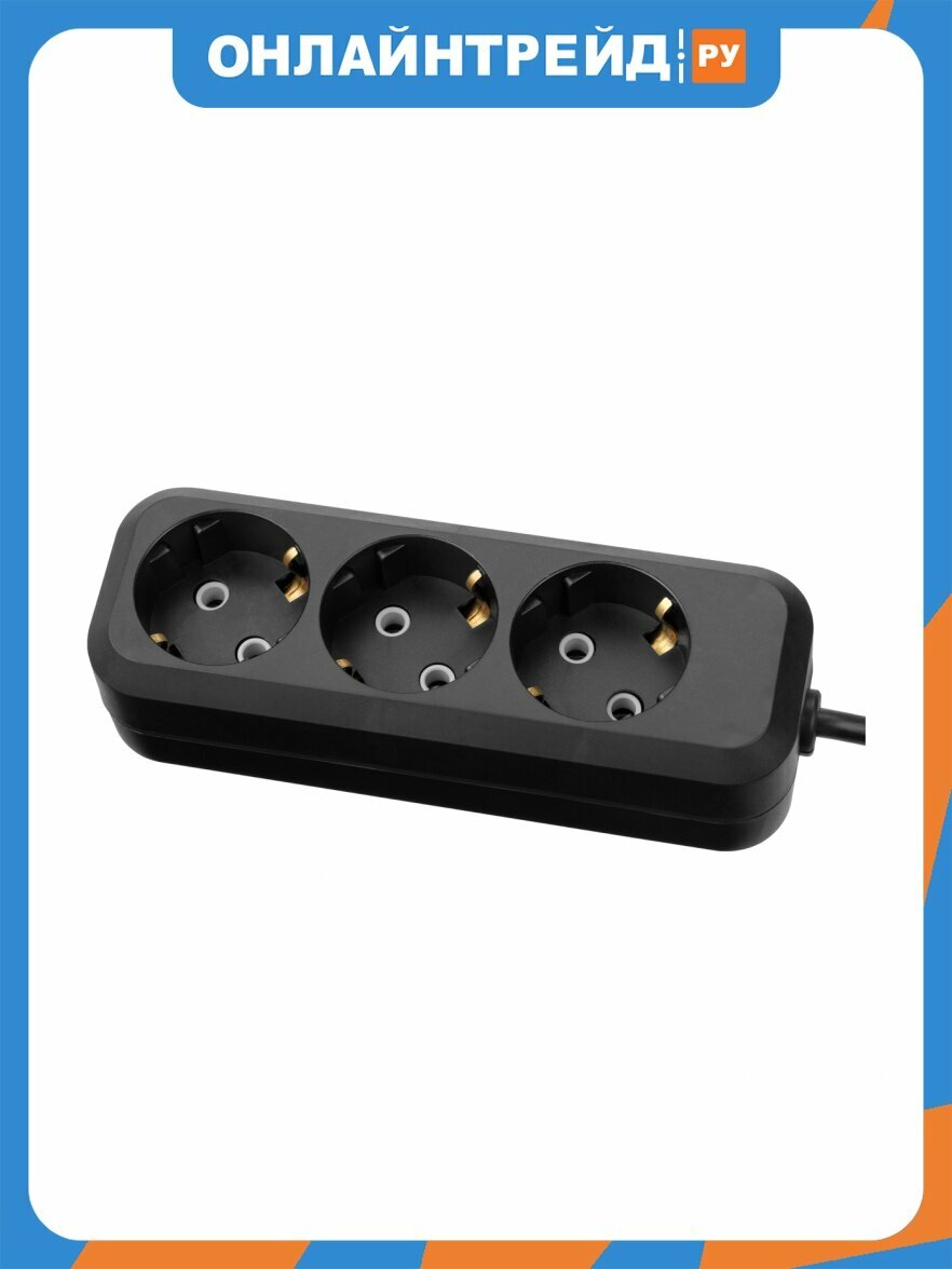 Удлинитель Tdm Electric 3 гнезда, 1,5 метра, с/з, 10 А, 2300 Вт, черный, народный, SQ1303-1050