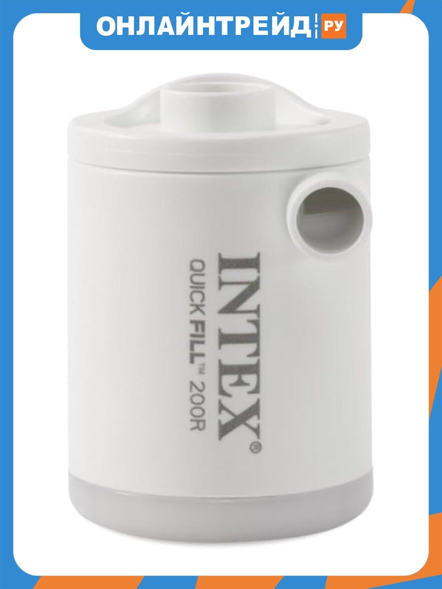 Насос электрический Intex 3.7В на аккумуляторах, с зарядкой от USB, светильник, 2 насадки в комплекте