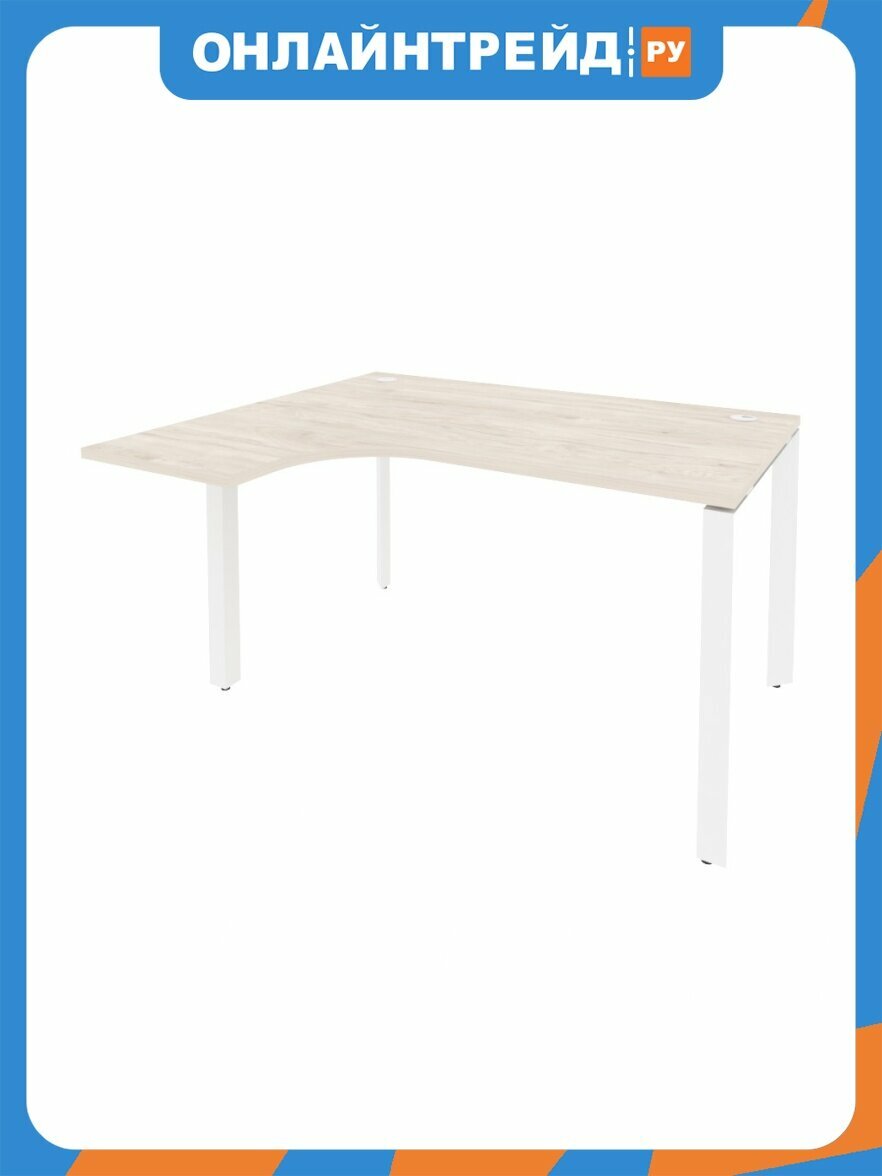 Стол эргономичный Riva CHAIR левый на П-образном м/к O. MP-SA-3 (L) Денвер светлый/Белый металл 1380*1180*750 Onix