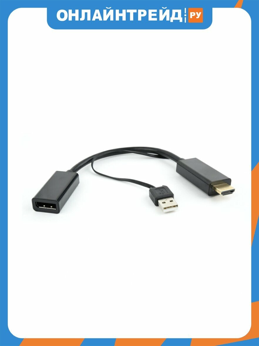Конвертер Cablexpert HDMI->DisplayPort, , HD19M+USBxHD20F, черный