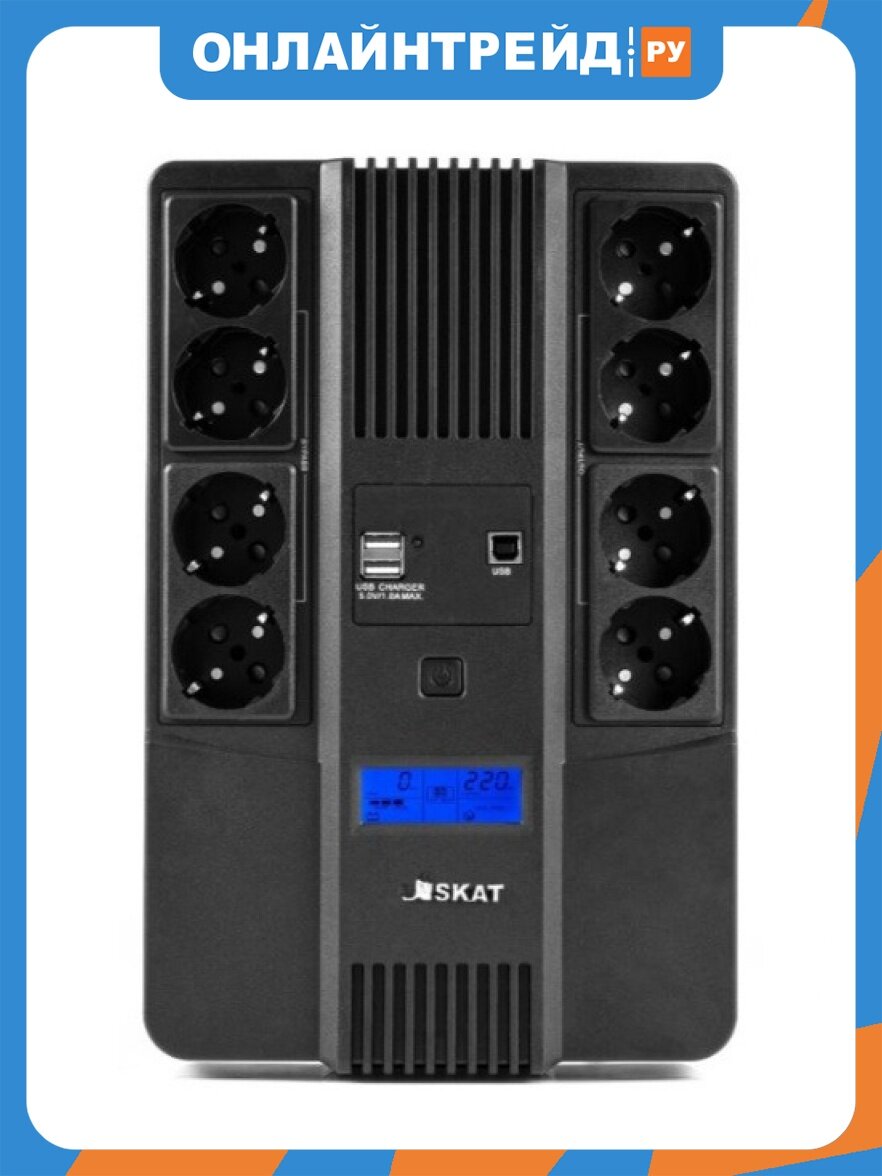 Источник бесперебойного питания Бастион SKAT-UPS 1000-AID-IN-1X9-8 1000ВА/600Вт