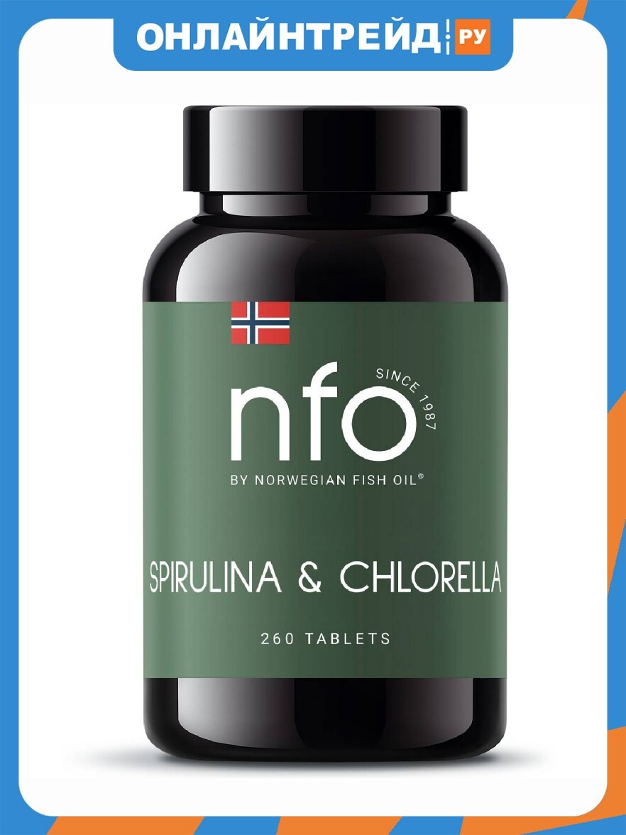 БАД Norwegian Fish Oil Спирулина + Хлорелла 500 мг 260 таб.