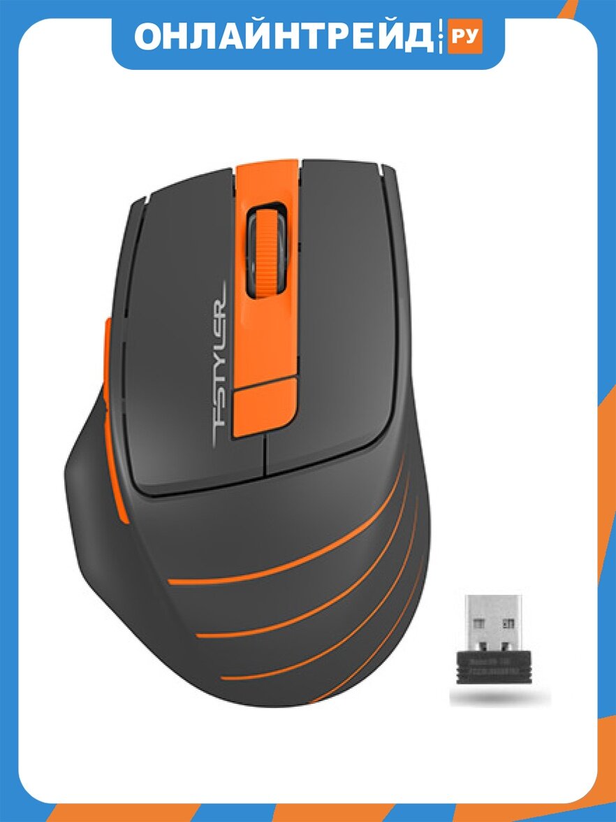 Мышь A4TECH Fstyler FG30S серый/оранжевый оптическая silent беспроводная USB