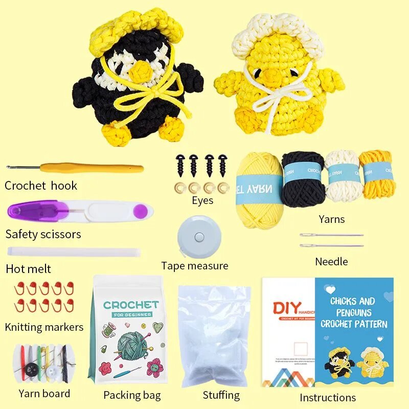 Набор DIY для вязания игрушки крючком, полный комплект для начинающих, материалы для создания милой игрушки, отличный подарок
