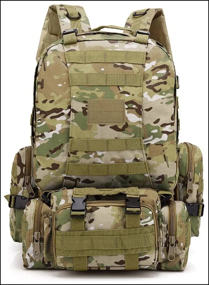 Рюкзак тактический GMV TK2 на 55л, Мультикам, хаки, с MOLLE системой — фото 1