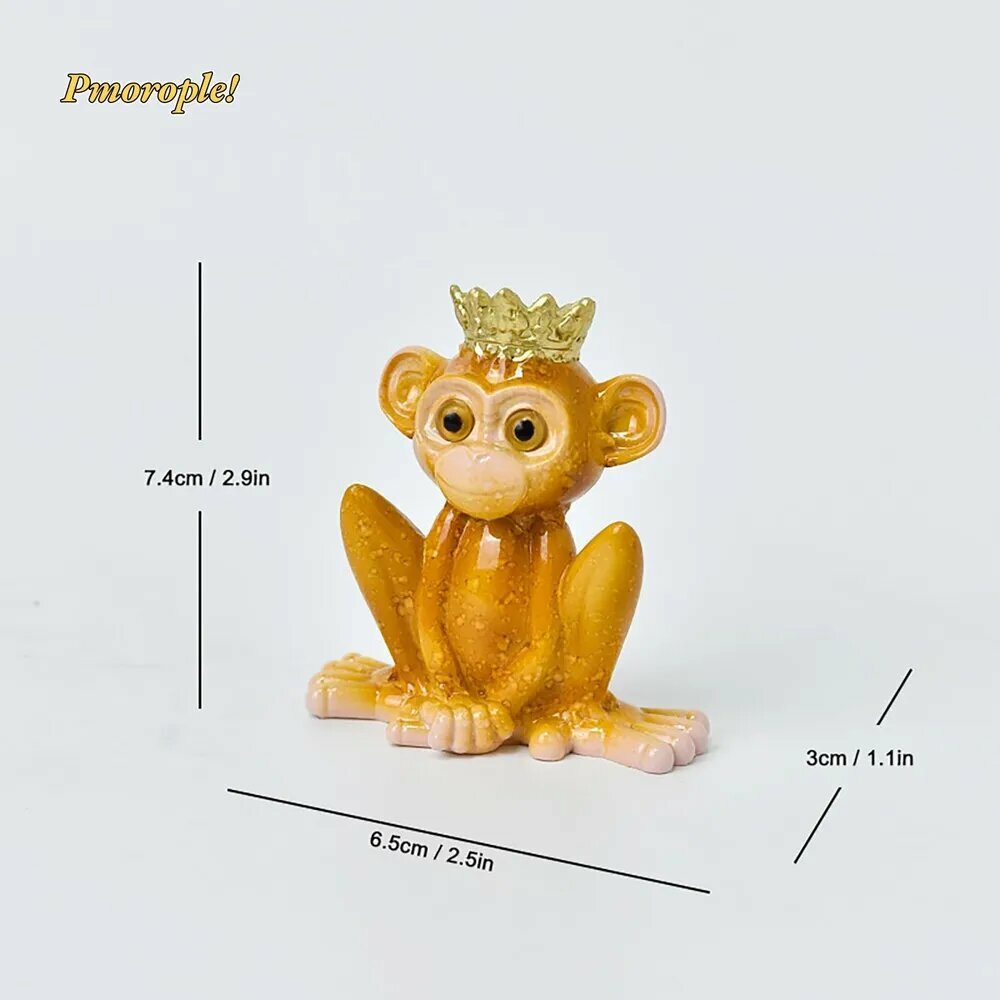 Статуэтка "Pmorople!" обезьяна с короной, золотистая, 7.4 см