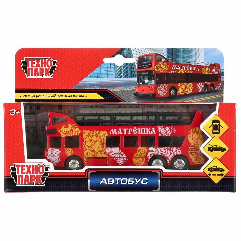 Игрушечный автобус Двухэтажный ТМ Технопарк 15 см