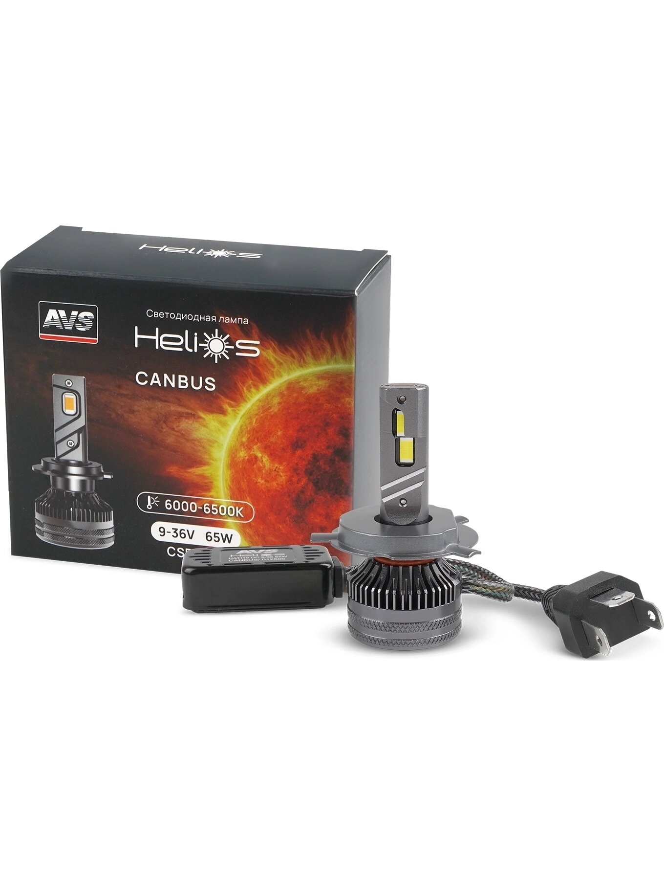 Светодиодная лампа AVS Helios H4/Н19, 9-36V, 65W, 2 шт.