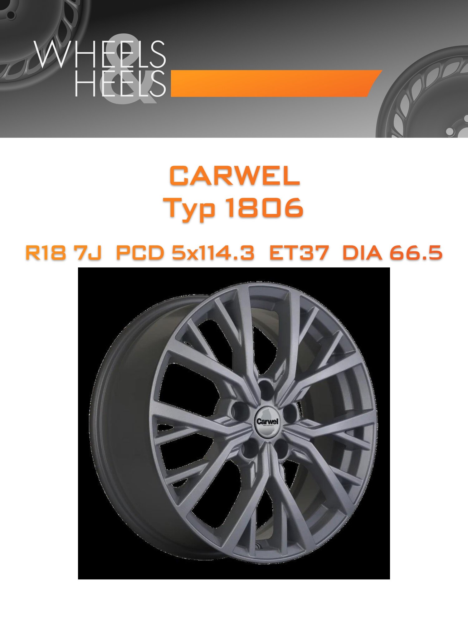 Диск автомобильный литой Carwel Тур 1806 18x7 5x114.3 et37 dia66.5 Серый