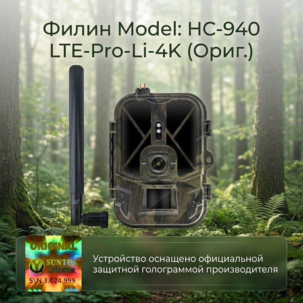 Уличная 4К фотоловушка Филин: HC940 LTE-Pro-Li-4K для охраны