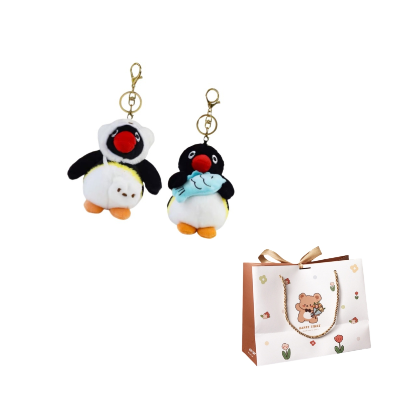 Плюшевая подвеска унисекс PUDOWRABBIT, Маленький пингвин, 14CM EU, Hugging Fish Penguin+White Crossbody Bag Headband Penguin