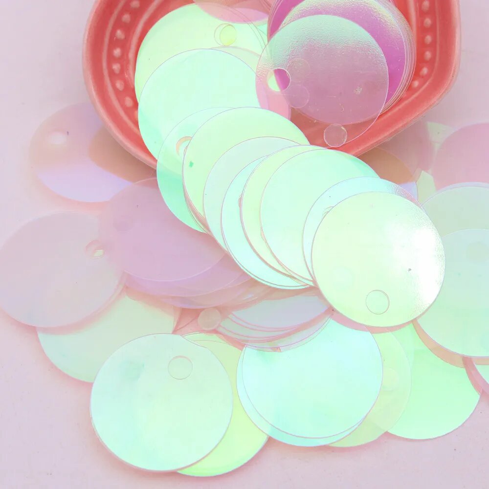 ПВХ пайетки 30мм плоские круглые 58шт 20g, AB transparent