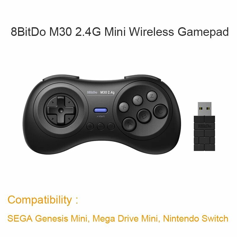 8BitDo M30 2.4G Черный мини-геймпад для Sega Genesis
