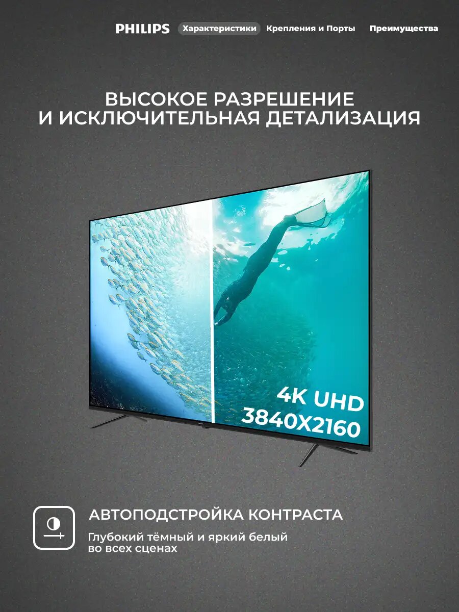 LED телевизор Philips 43PUD7029/71, диагональ 43", 4К UHD, черный — фото 1