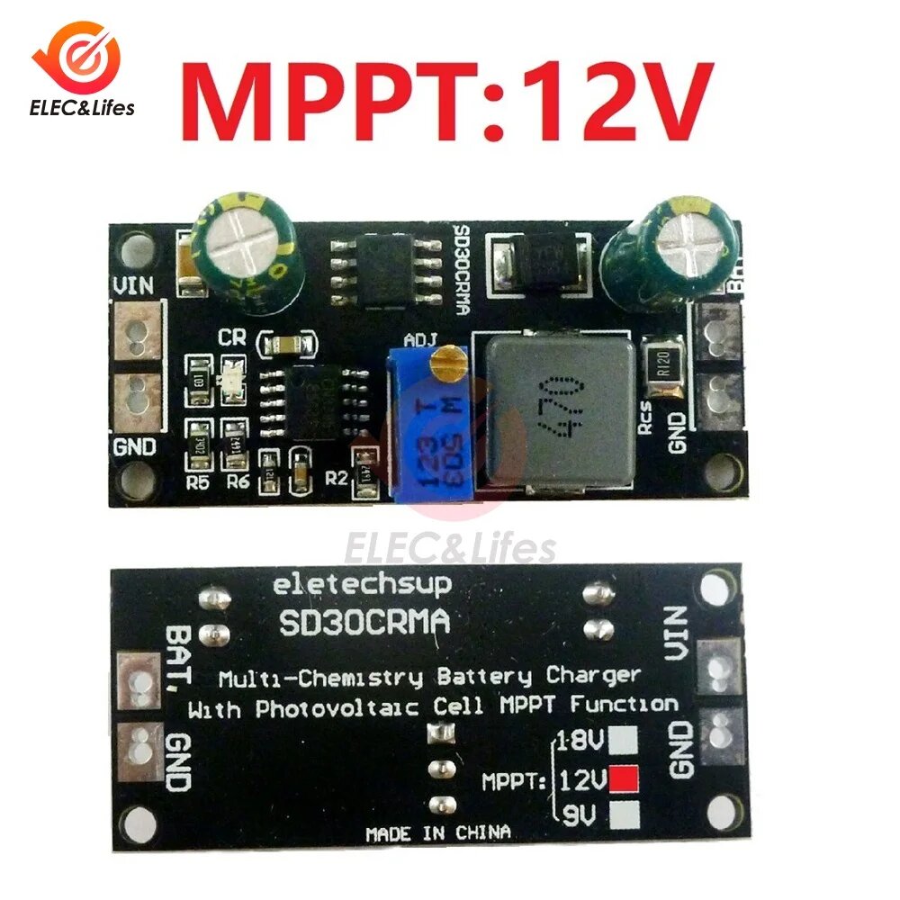 Aideepen SD30CRMA MPPT Солнечный контроллер заряда 1А 12В